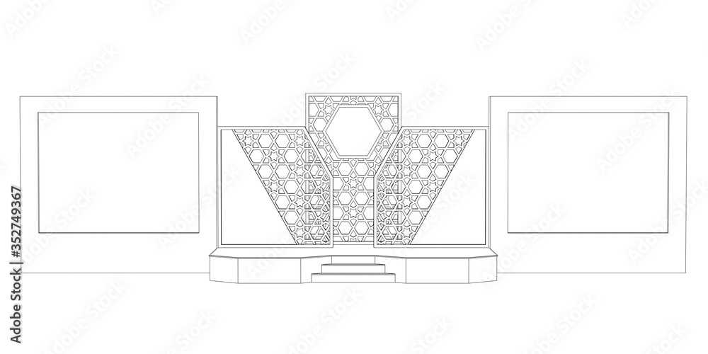3d illustration stage backdrop with 2 screen ornament decoration for ...