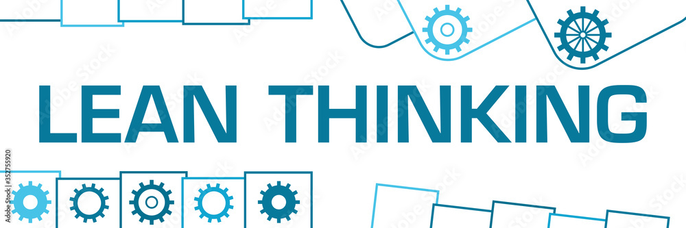 Lean Thinking Blue Borders Rounded Squares Gears Horizontal Stock ...