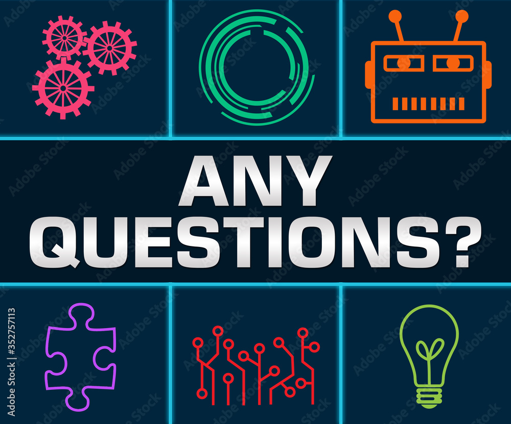 Any Questions Tech Symbol Blue Colorful Grid Stock Illustration | Adobe ...