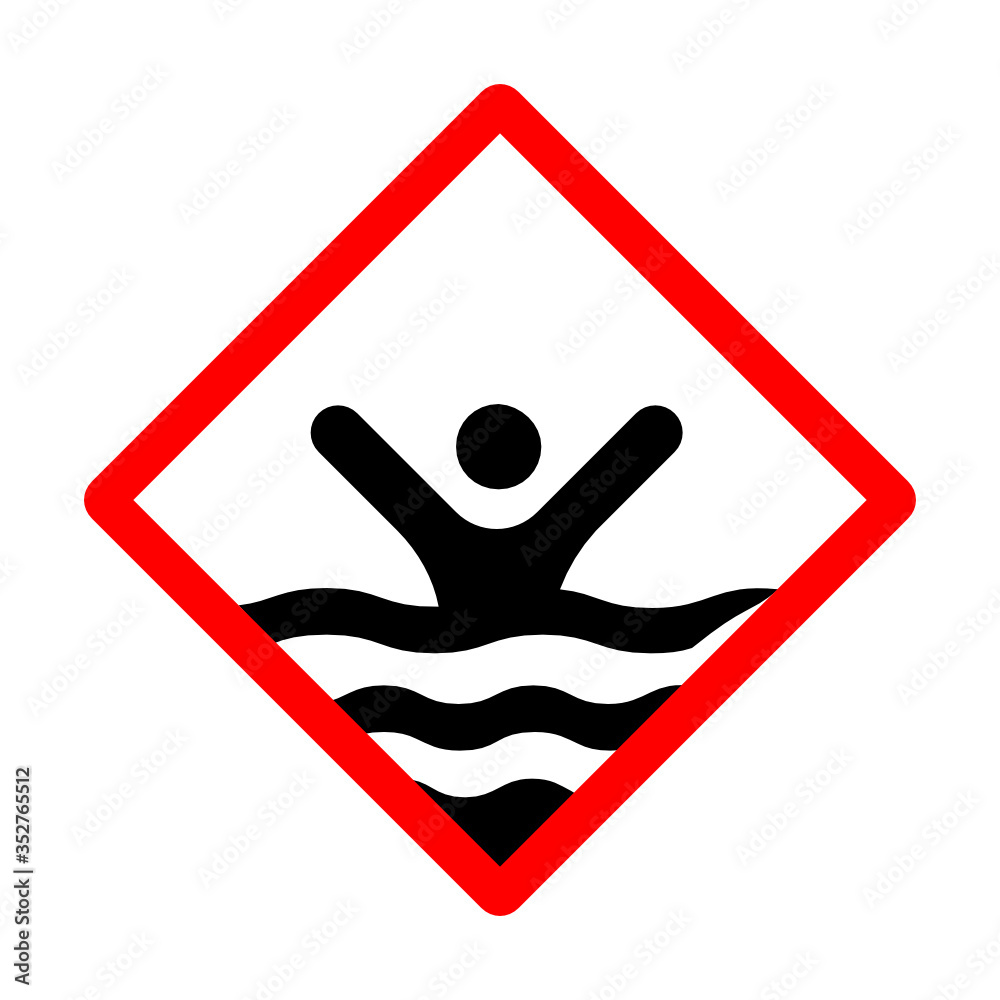 Swimmer drowning concept vector red color icon design, Pool and beach ...