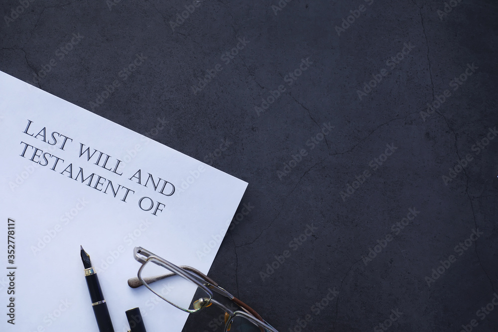 Legal concept. The procedure for writing the last will. Papers with ...