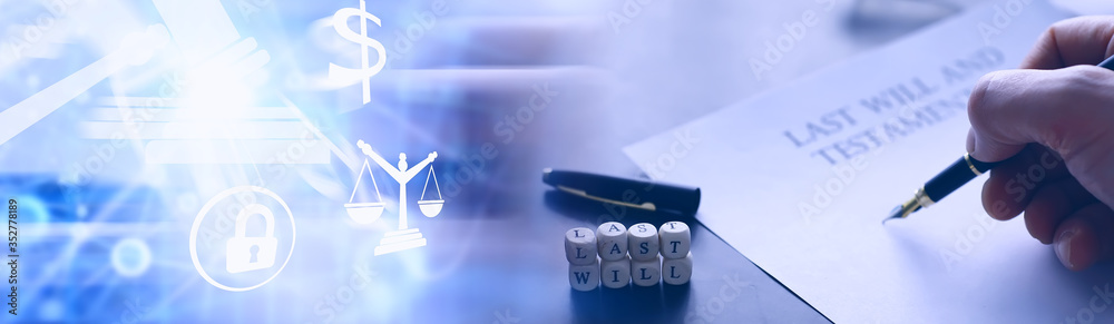 Legal concept. The procedure for writing the last will. Papers with ...