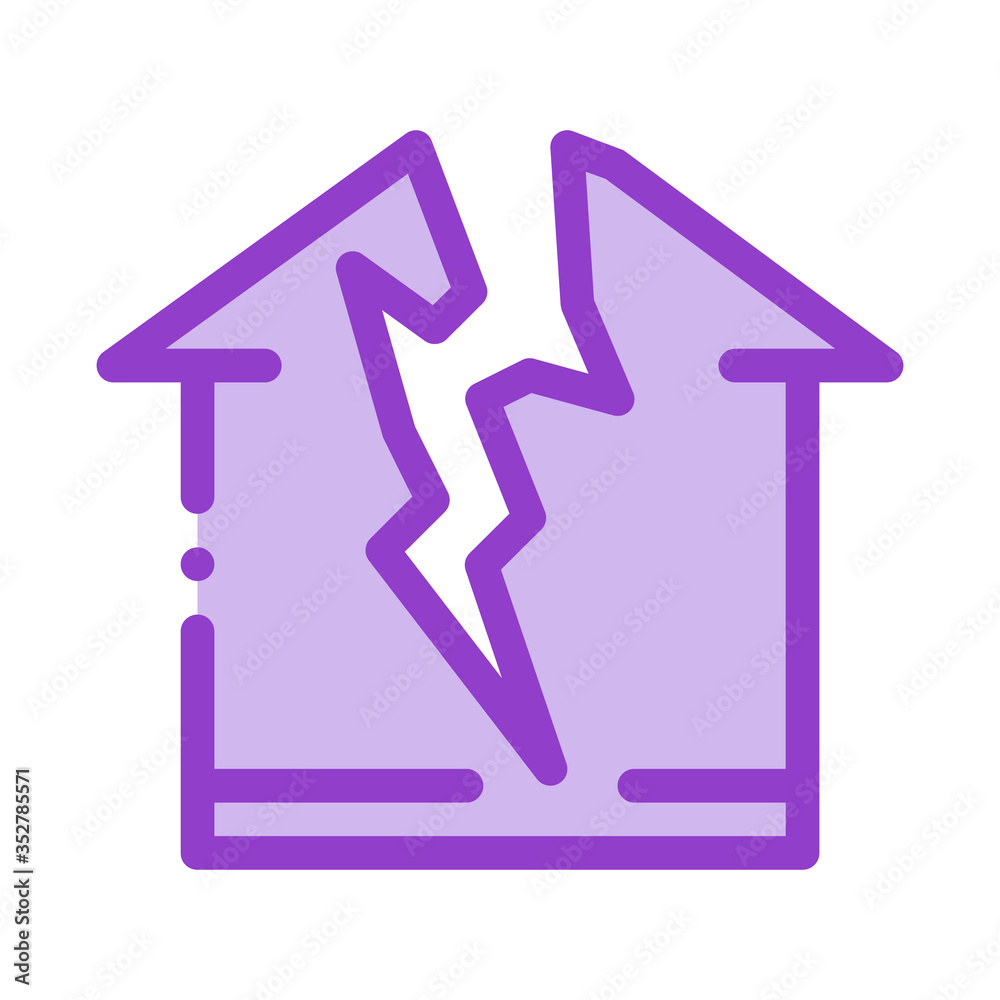 lightning destroyed house icon vector. lightning destroyed house sign ...