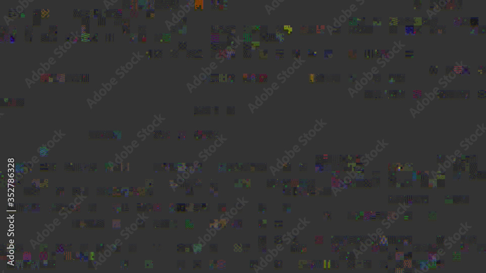 Horizontal distortion of broken video image on black background, VHS ...