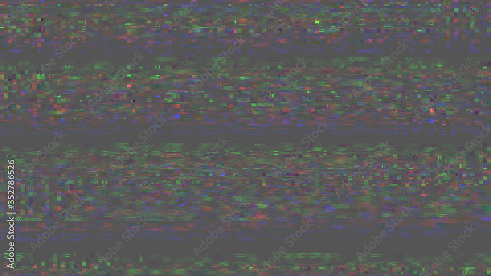 Horizontal distortion of broken video image on black background, VHS ...
