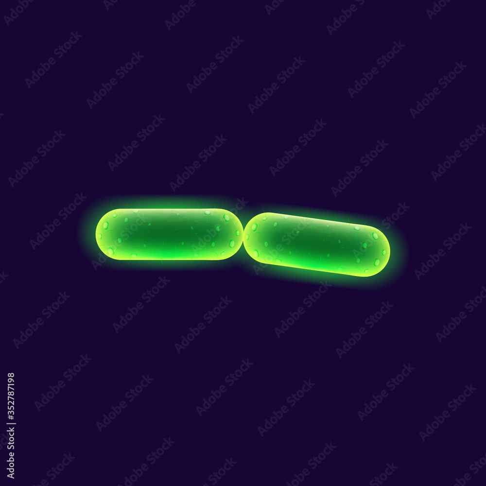 Bacteria cell realistic vector illustration. Connected pathogenic ...