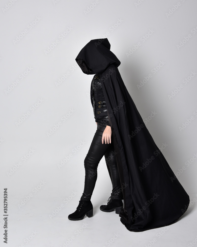 fantasy portrait of a woman with red hair wearing dark leather assassin ...