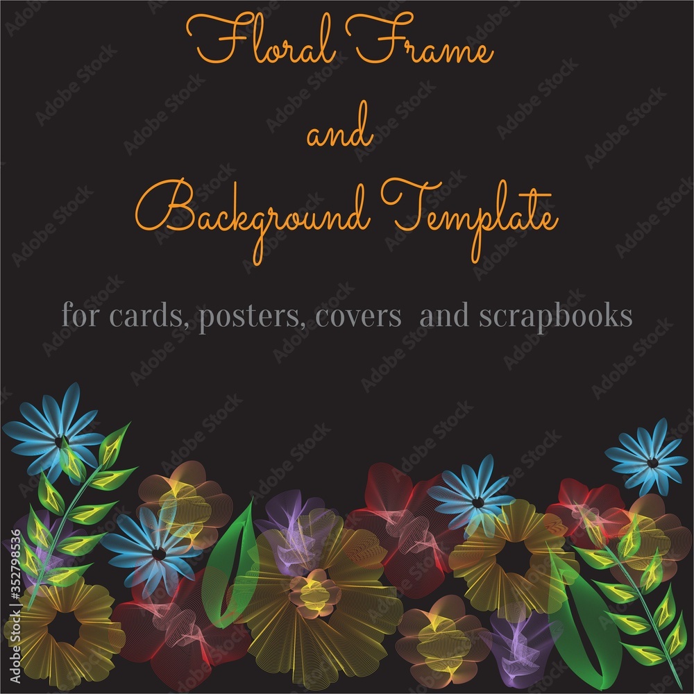 Floral Frame and border background template Stock Vector | Adobe Stock