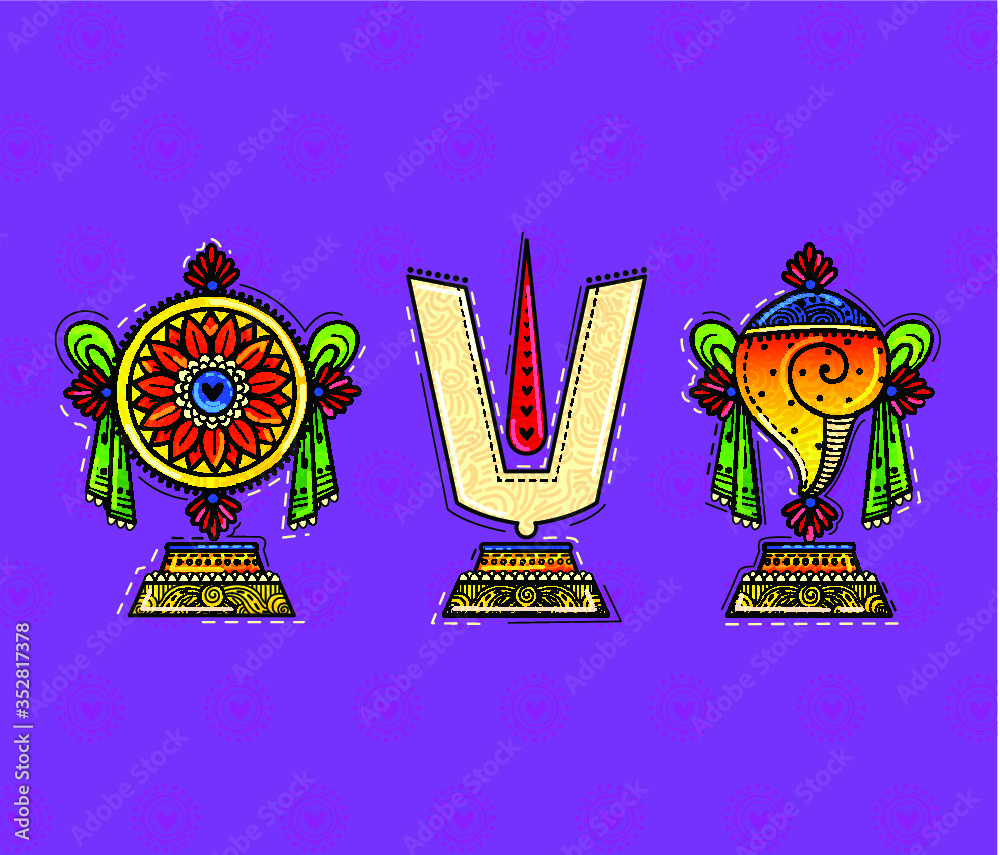 illustration of desi (indian) art style lord balaji symbol. Stock ...