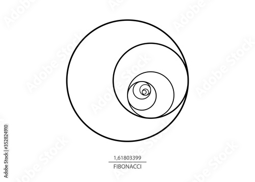 Fibonacci Sequence Circle. Golden ratio. Geometric shapes spiral ...