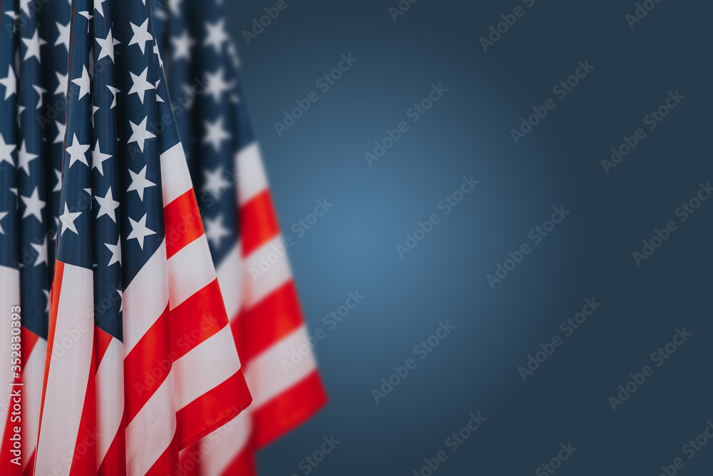 American flags on blue background. Perfect image for Memorial day ...