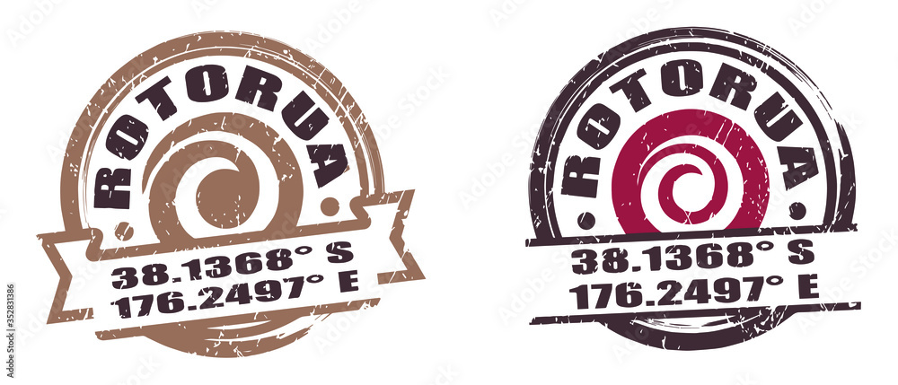 Rotorua coordinate stamp. With koru, new life - the maori words image ...