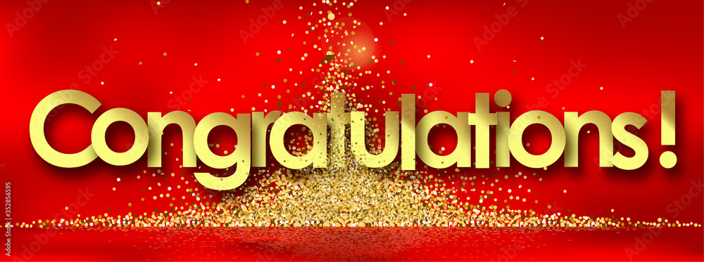 congratulations in red background and golden stars Stock Photo | Adobe ...