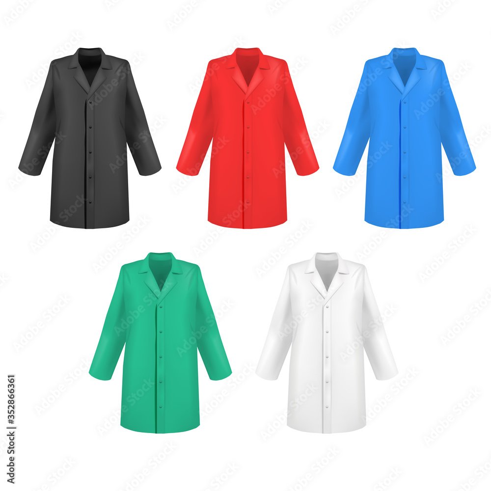 Realistic 3d Detailed Color Medical Lab Coat Set. Vector Stock Vector ...