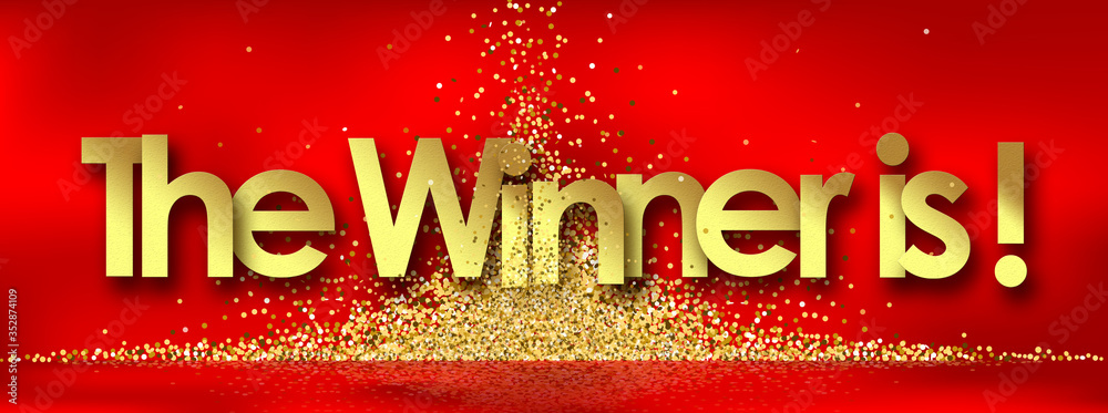 the winner is in red background and golden stars Stock Photo | Adobe Stock