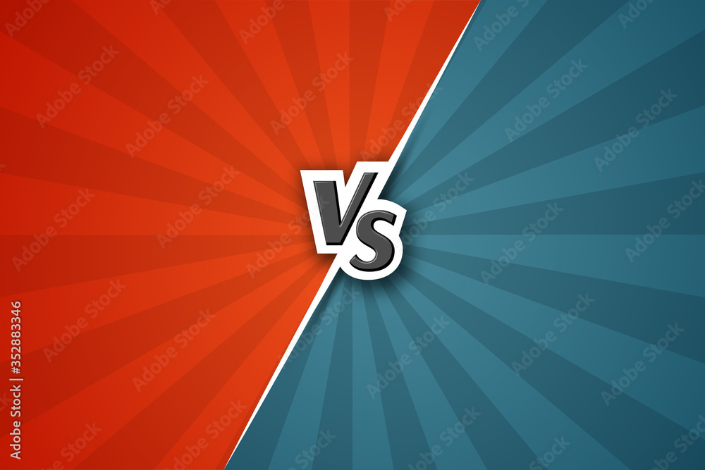 Versus VS Background Letters vs on a red and blue background of lines ...