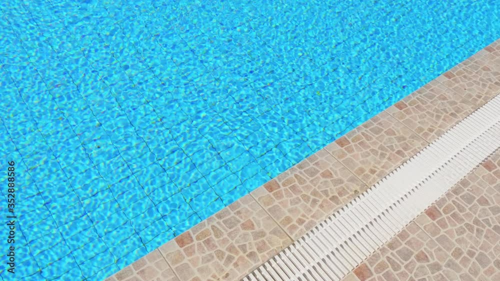 Beautiful blue turquoise water in the pool, water waves. Summer ...