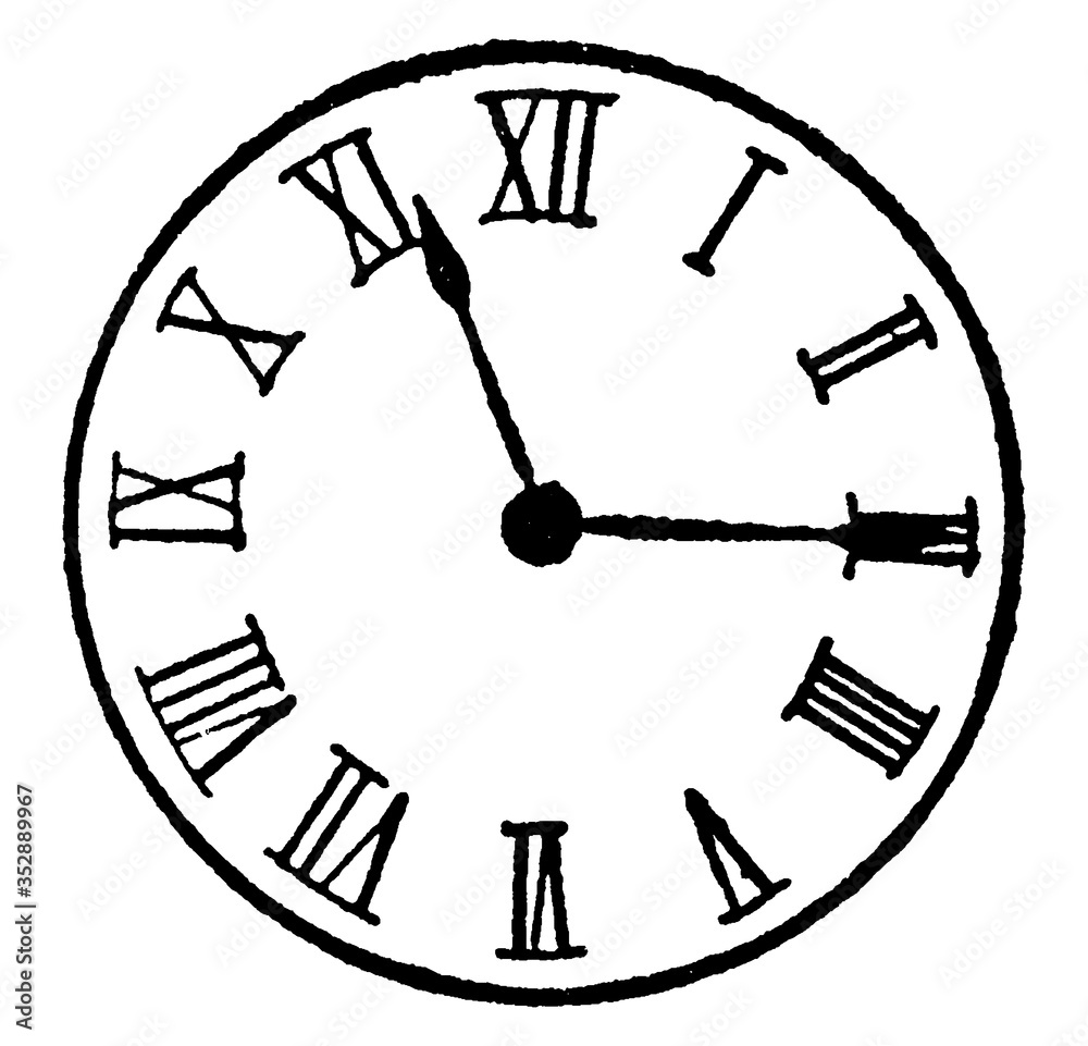 Analogue Clock, vintage illustration. Stock Vector | Adobe Stock