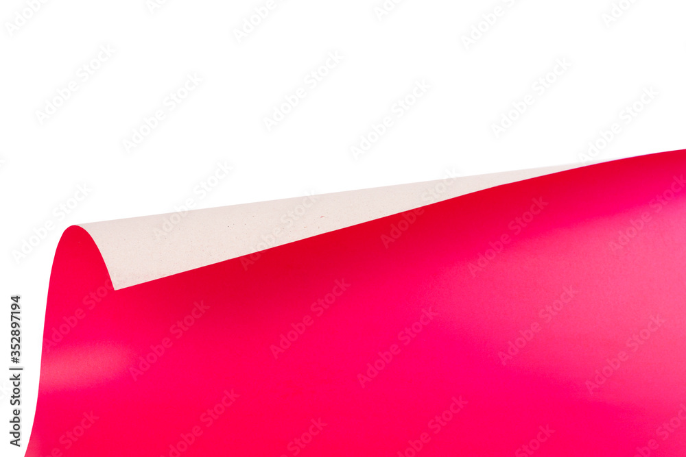 Red paper with curled pages set on a white paper background With ...