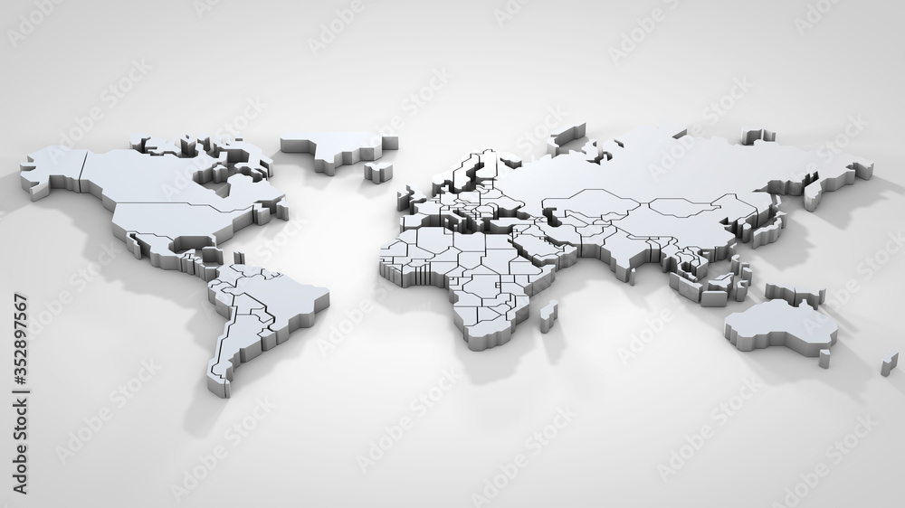 World map 3D perspective Stock Illustration | Adobe Stock