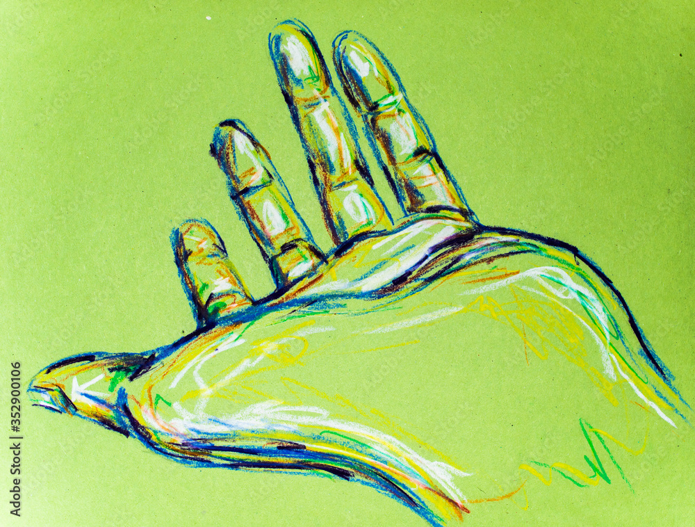 Palm Hand Drawing Stock Illustration | Adobe Stock