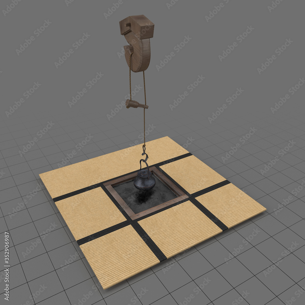 Irori Japanese hearth Stock 3D asset | Adobe Stock