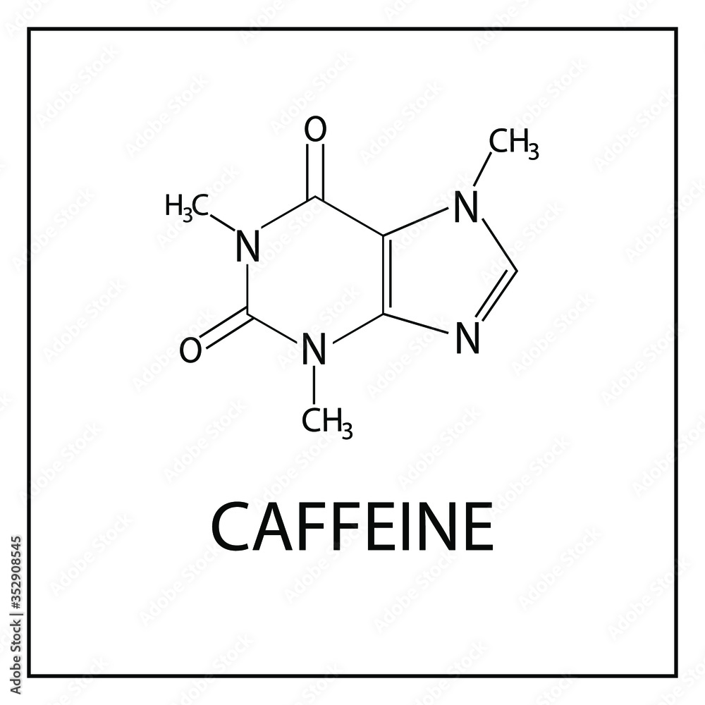 Caffeine molecule structure, caffeine chemistry formula, organic ...