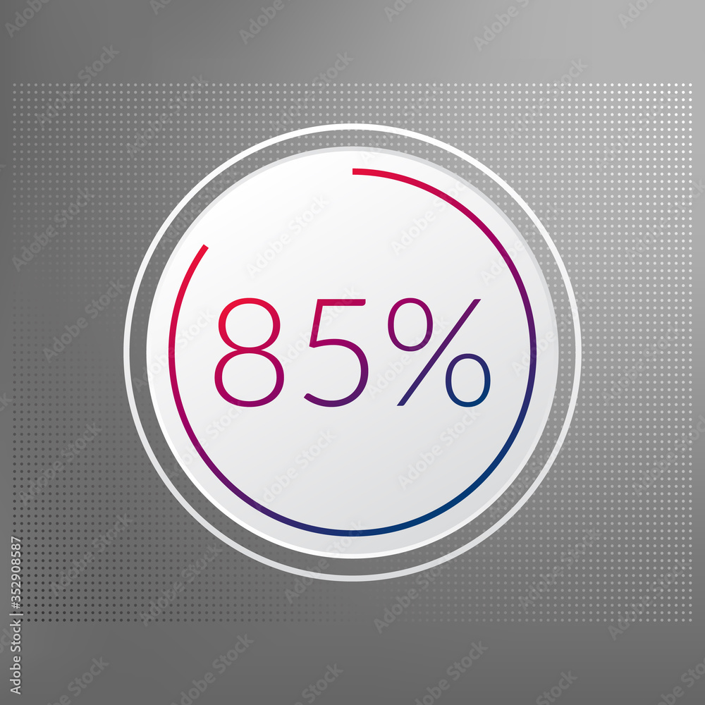 85 percent circle chart symbol. Vector red blue gradient element ...