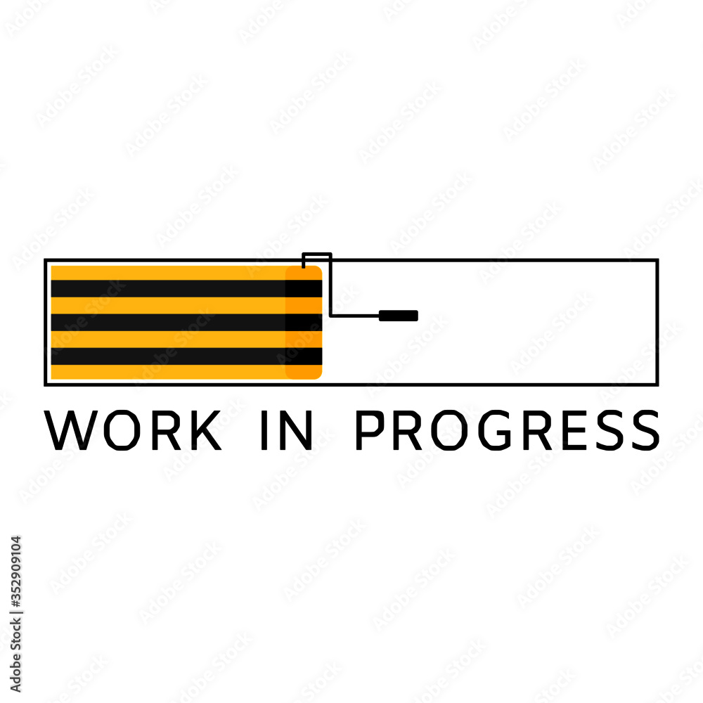 Work in progress warning sign with yellow and black stripes painted ...