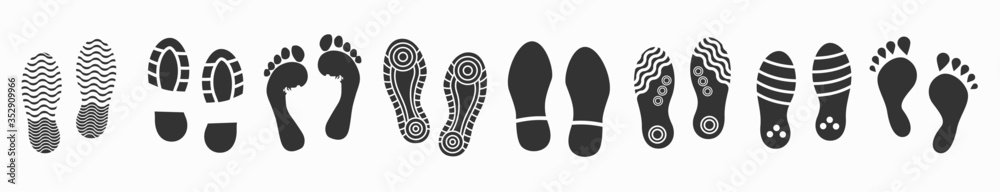 Human footprint set isolated on white background. Vector illustration ...