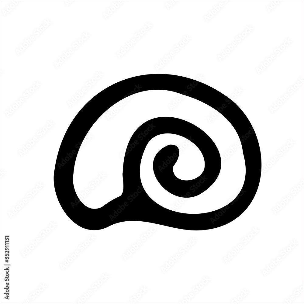Sea shell icon. Hand drawn illustration in Doodle style. Vector ...