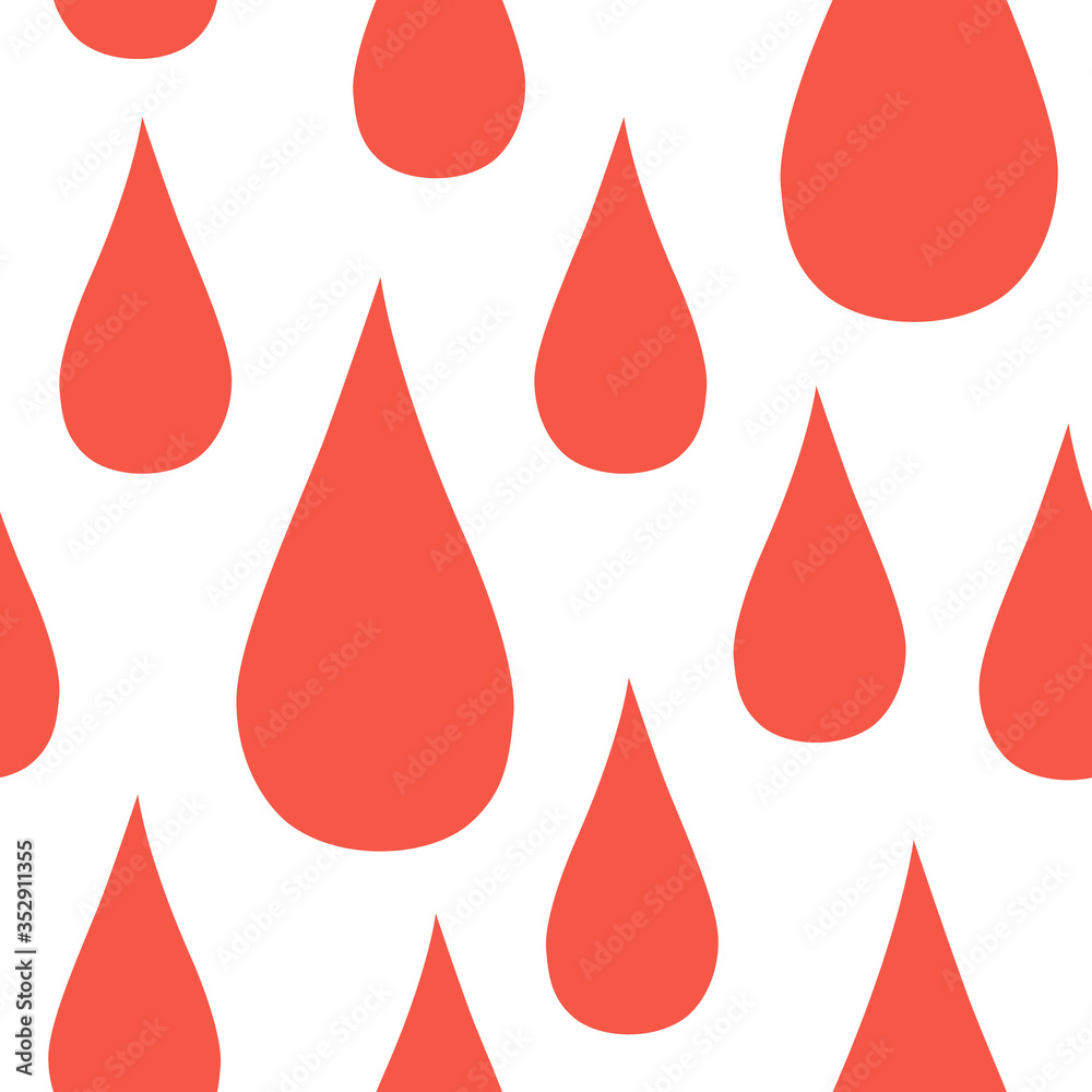 Blood drops seamless pattern. Repetitive vector illustration of red ...