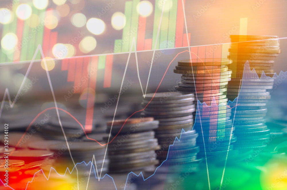 Stock market digital graph chart on LED display concept. A large ...