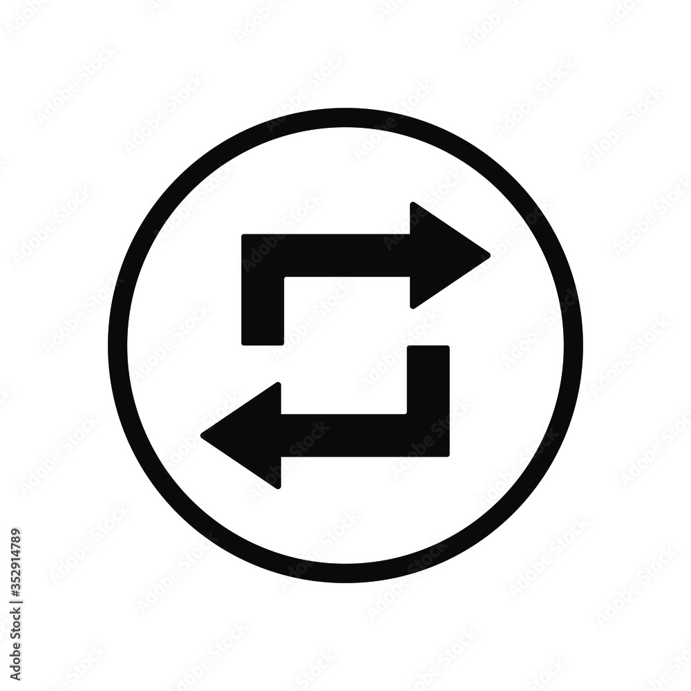 Vecteur Stock Black round quare shape replay or reload icon, simple ...