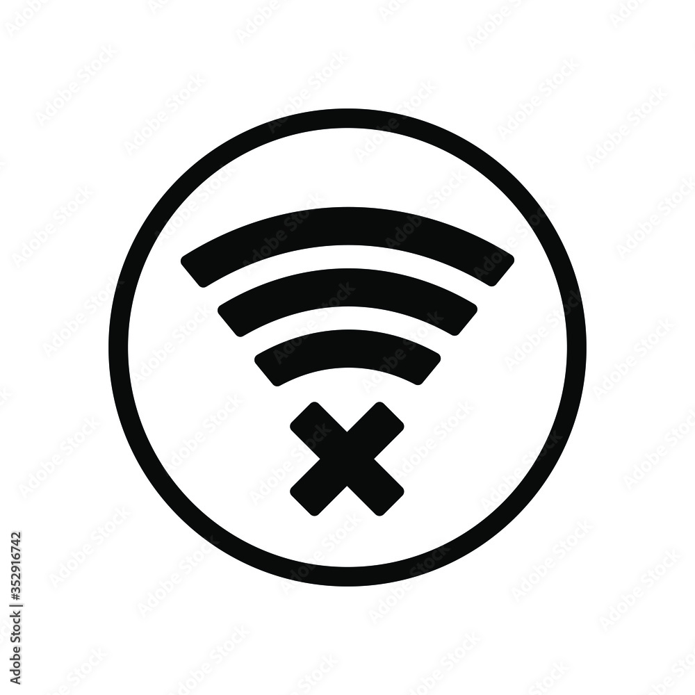 Black round no Internet connection icon, simple weak, no signal wifi ...