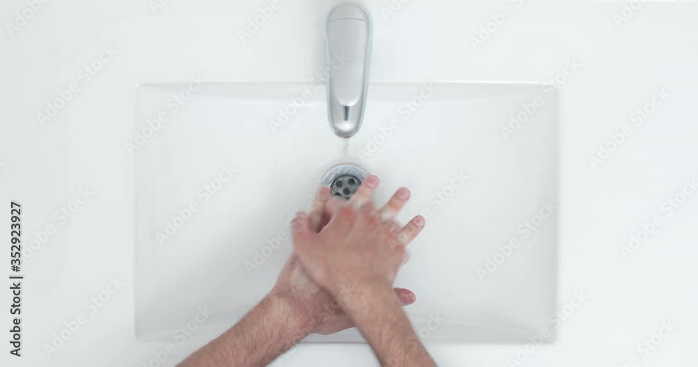 4K 60fps | Top view of correct technique to wash hands by WHO during ...