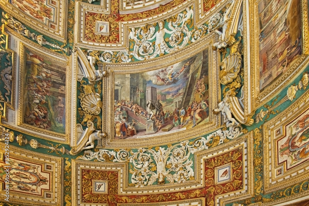Vatican, Italy - January, 4, 2020. Ceiling of the Museum of Vatican ...