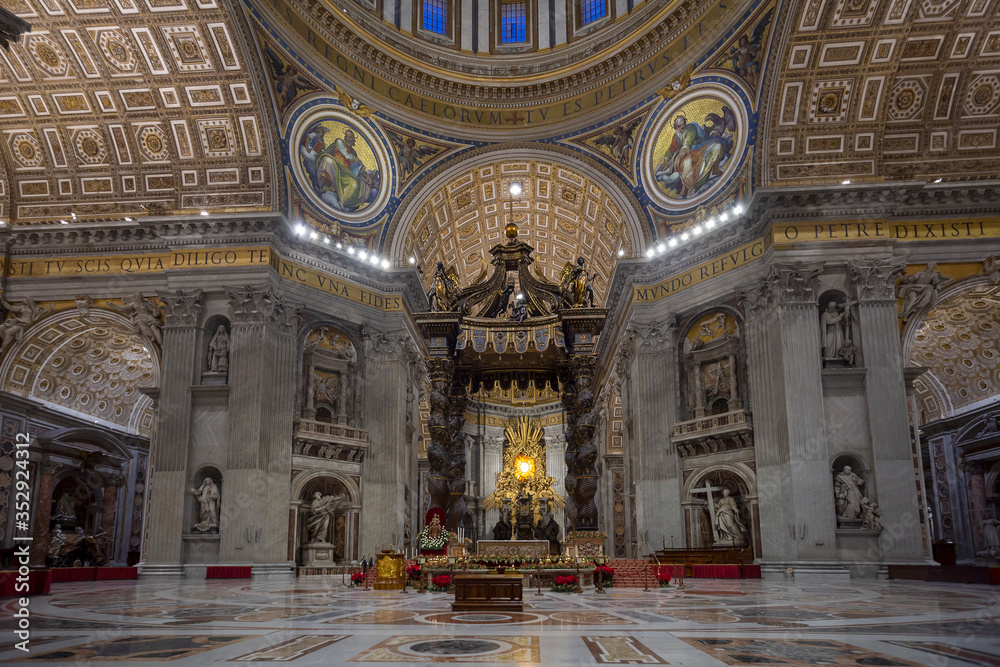 Vatican, Rome, Italy - January, 7, 2020. Interior of the Saint Peter ...