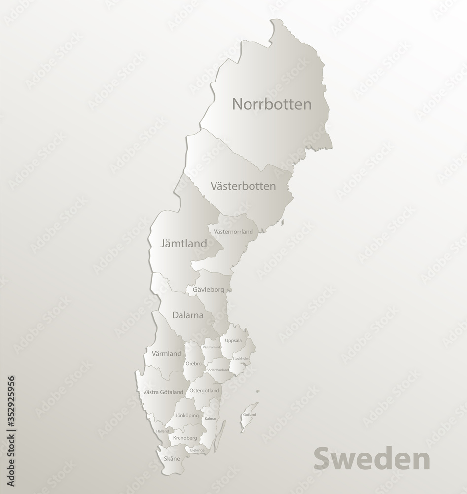 Sweden map administrative division separates regions and names ...