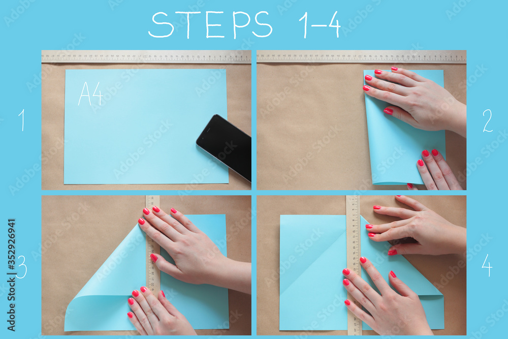 Making phone holder from A4 cardboard. Origami. DIY. Step-by-step photo ...