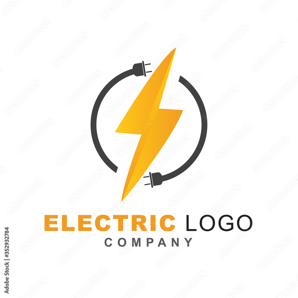 Electric power vector logo design element with plugin shape. Service ...
