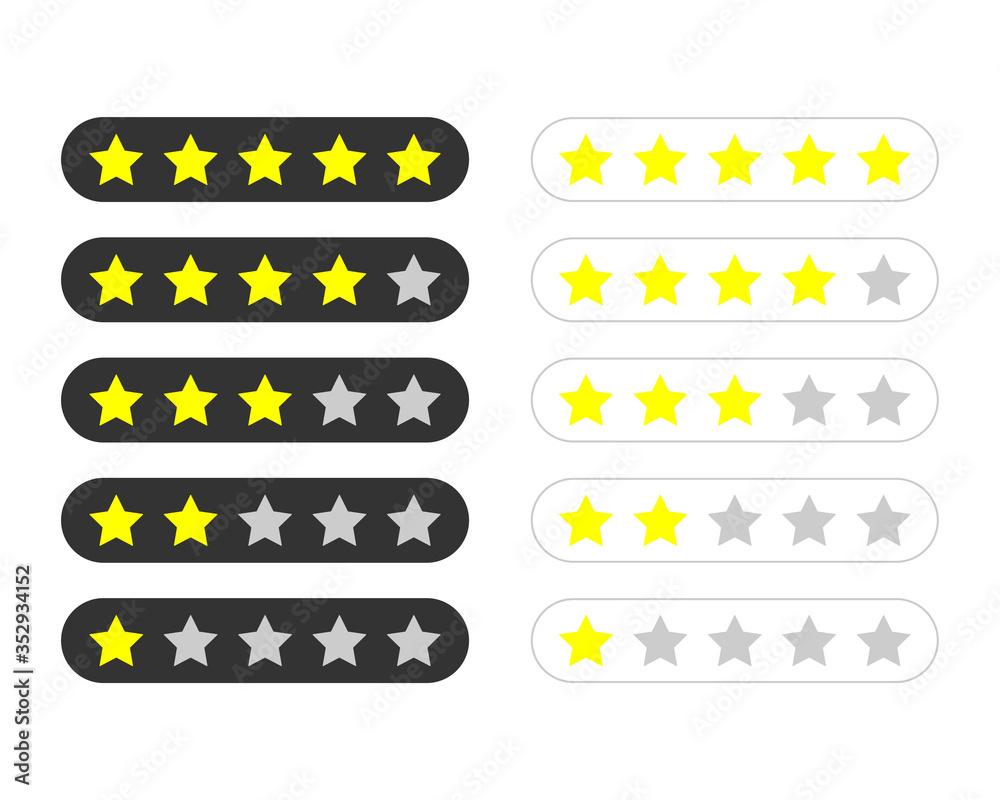 Rating rank review star icon set in different forms. Stock Vector ...