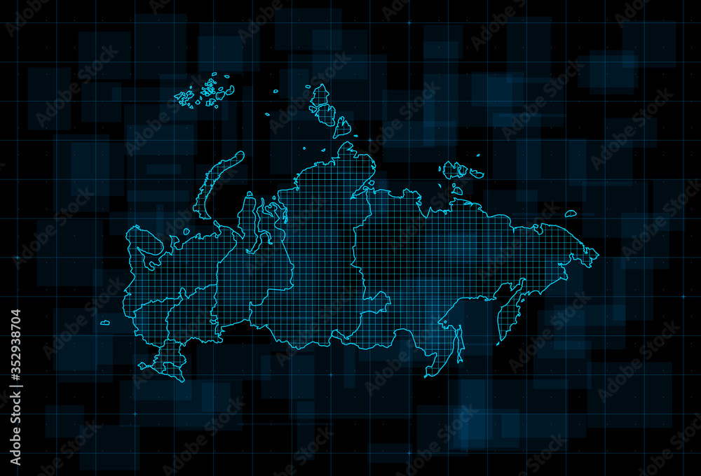HUD map of the Russian Federation with Federal subjects. Cyberpunk ...