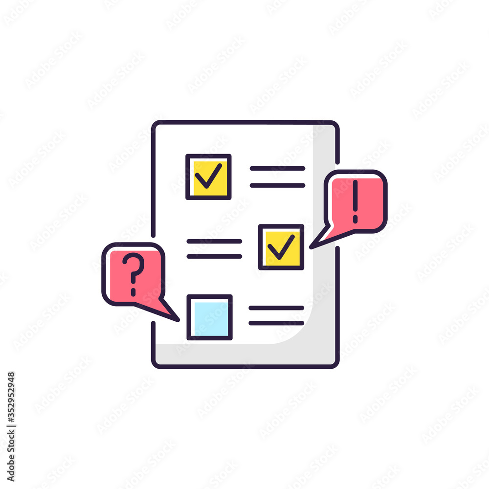 Edit RGB color icon. Checklist for draft. Examine paperwork for errors ...