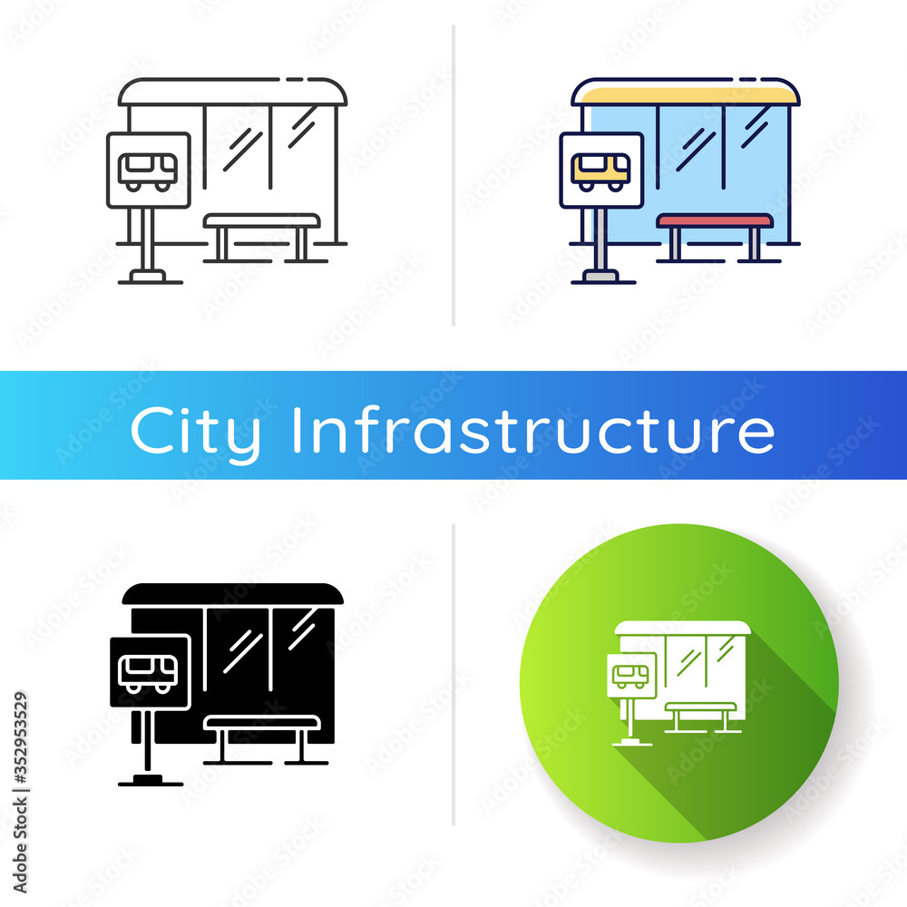 Vetor de Bus stop icon. Wait for public transport. Urban commuter ...