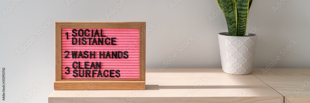 COVID-19 hygiene practices for Coronavirus prevention banner. Text ...