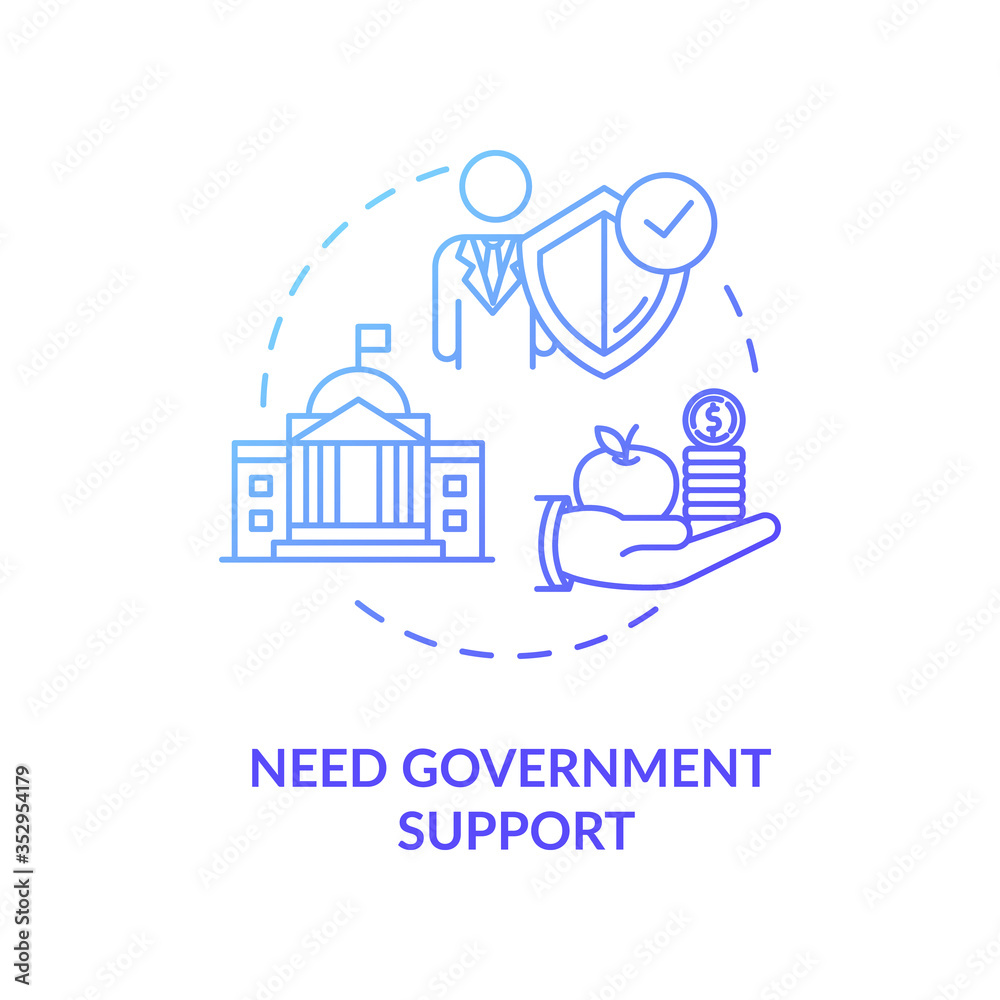 Need government support concept icon. People financial support thin ...