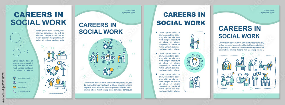Social worker brochure template. Employment for people. Flyer, booklet ...