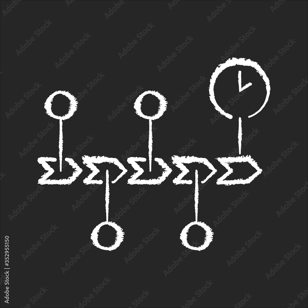 Chronology chalk white icon on black background. Scientific field of ...