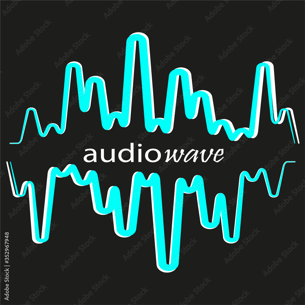 Sound waves logo on black background. Modern music equalizer element ...